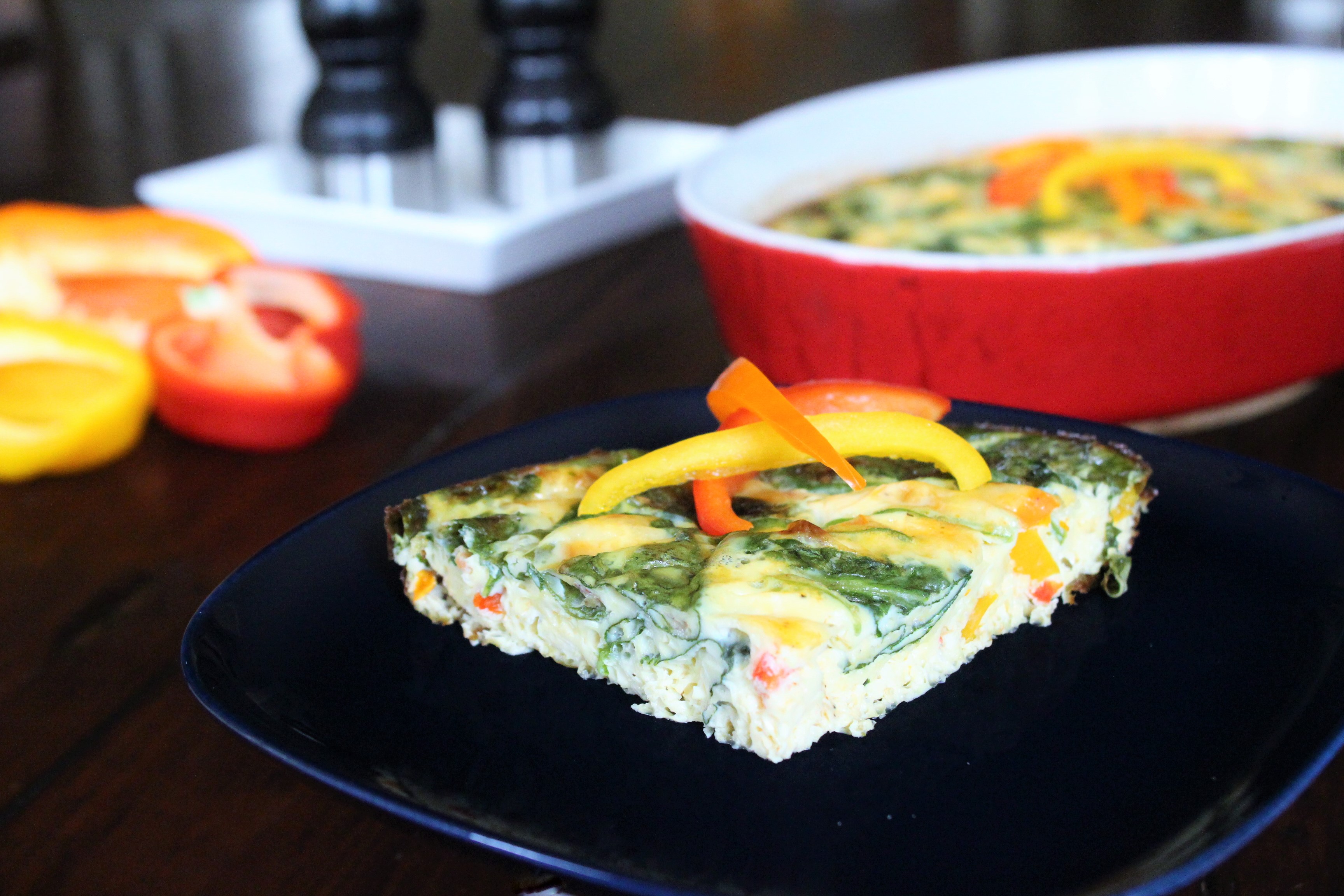 Vegetarian Frittata with Peppers & Spinach - Easy Peasy Eats
